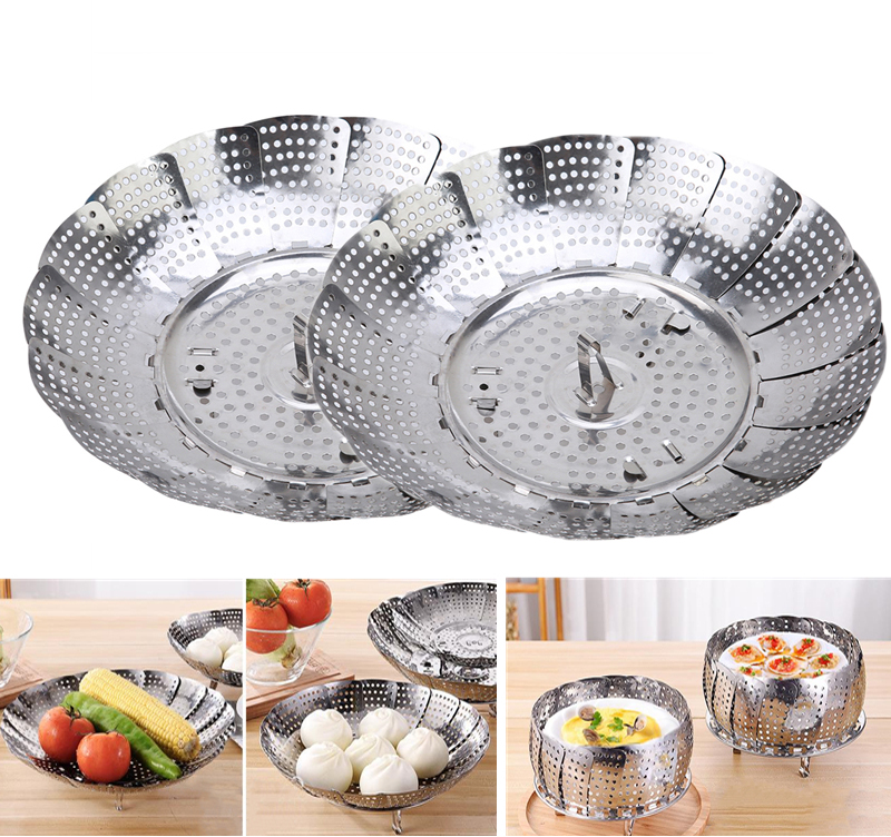 3 Size Multi-function Stainless Steel Folding Kitchen Steamer Plate ...