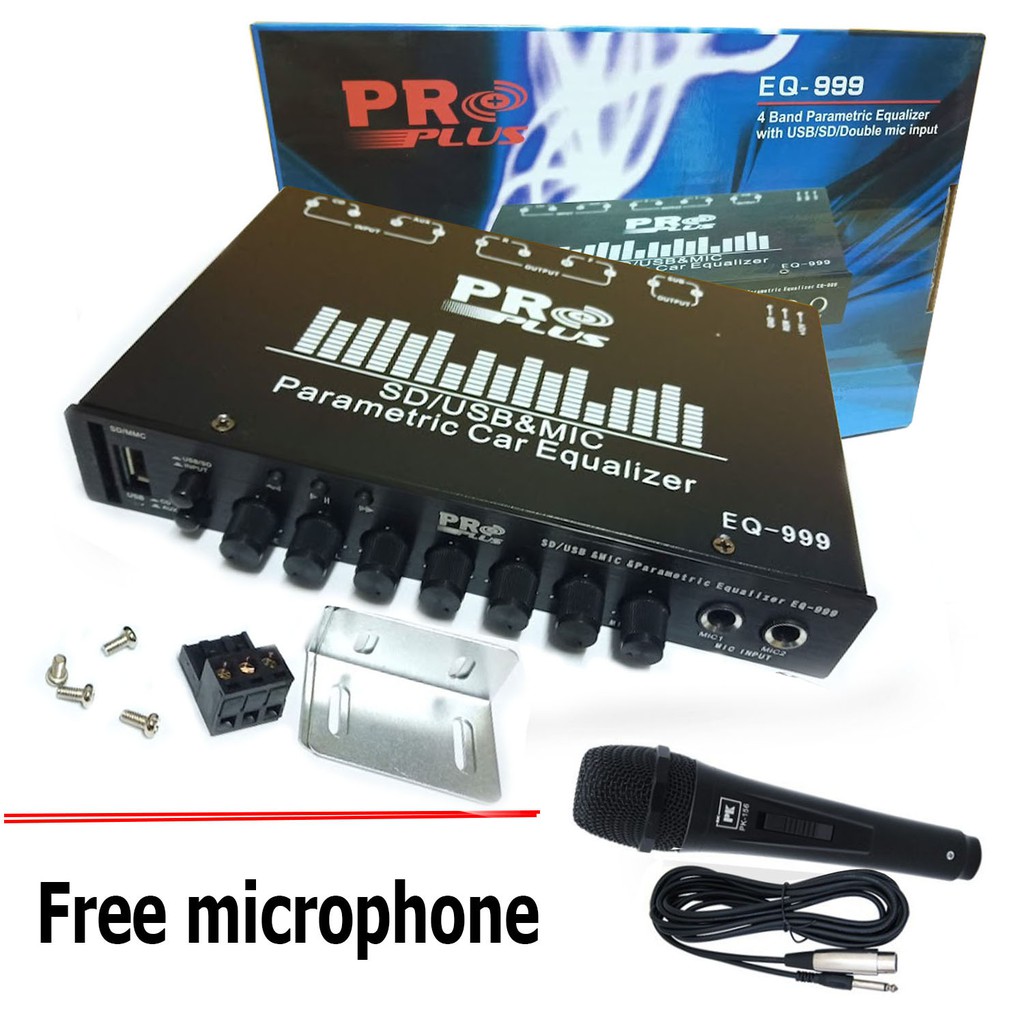 Car Preamp 4 Band Pro Plus EQ-999 Secondary USB/SDmmc/Double mic input ...