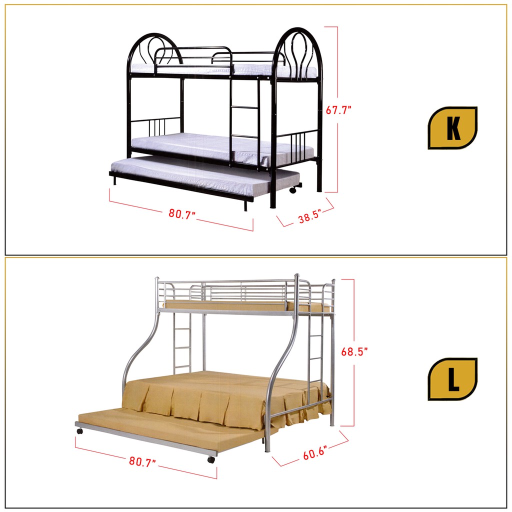 Living Mall Aurora Series Metal Double Deck Frame Bunk Loft Bed in 15 ...