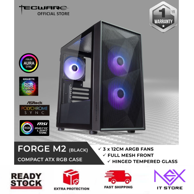 Tecware M2 Forge ARGB MATX Gaming Case Black/White | Shopee Singapore