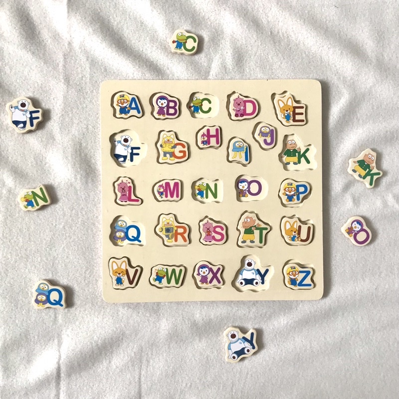 PORORO Montessori Kids Wooden Alphabet Board Educational Children ...