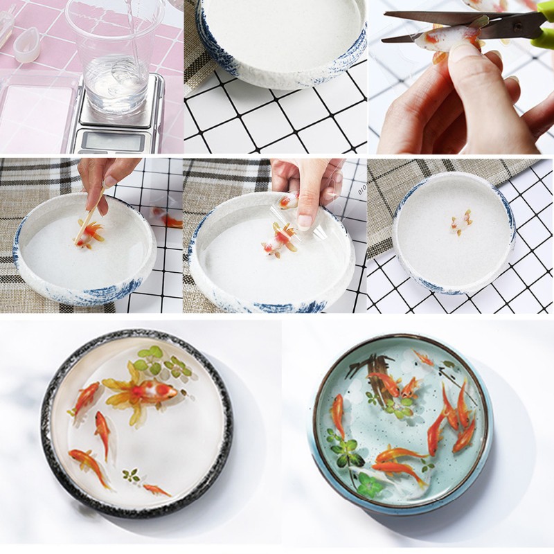 10Pc 3D Real Goldfish Clear Film Sticker For Resin DIY Painting Jewelry ...