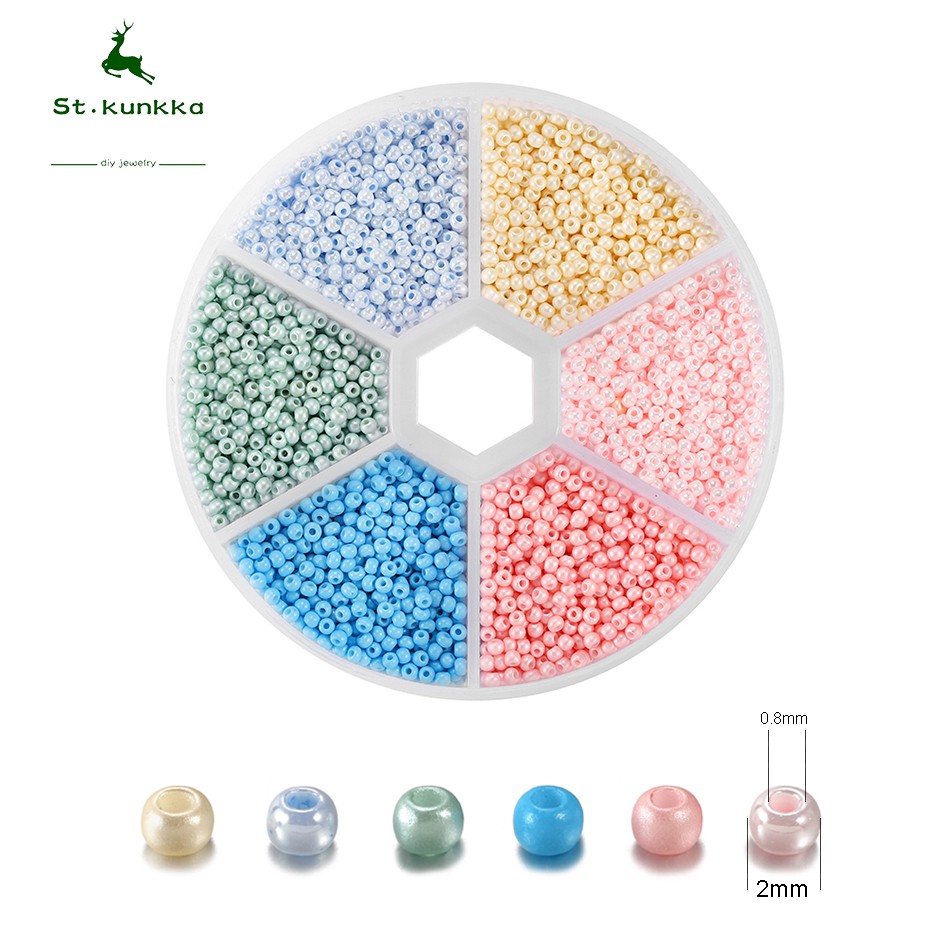 St.kunkka 4800pcs/Box 2mm Glass Small Round Seed Bead For DIY Necklaceb ...