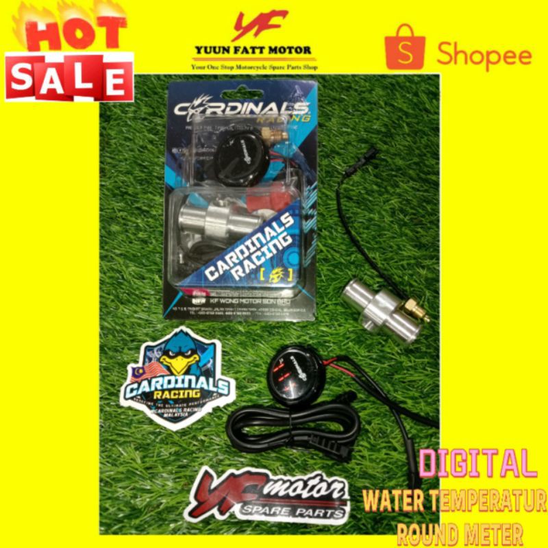 DIGITAL WATER TEMPERATURE ROUND METER BLUE/RED WITH ADAPTER 18MM ...