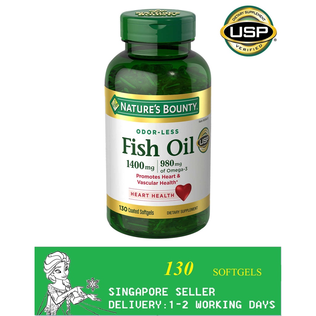 Nature's Bounty Fish Oil 1400 mg., 130 Coated Softgels(Exp:03/2028 ...