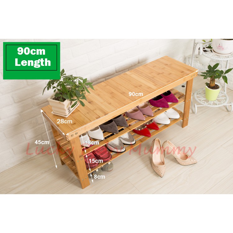 Bamboo Shoe Rack Bench/Seat Wearing Taking off Shoes Strong Organizer ...