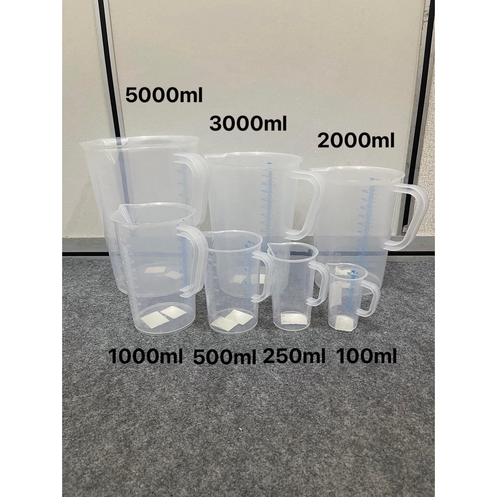100ml 250ml 500ml 1000ml (1L) 2000ml (2L) 3000ml (3L) 5000ml (5L) BPA-Free Plastic Measuring Jug ...