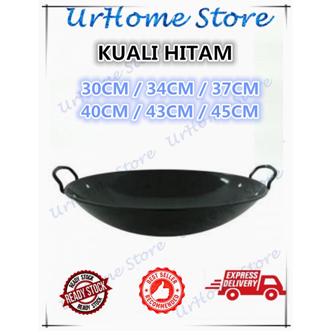 Double Handle Enamel Wok / Kuali Hitam / Kuali Besi (31cm - 45cm ...