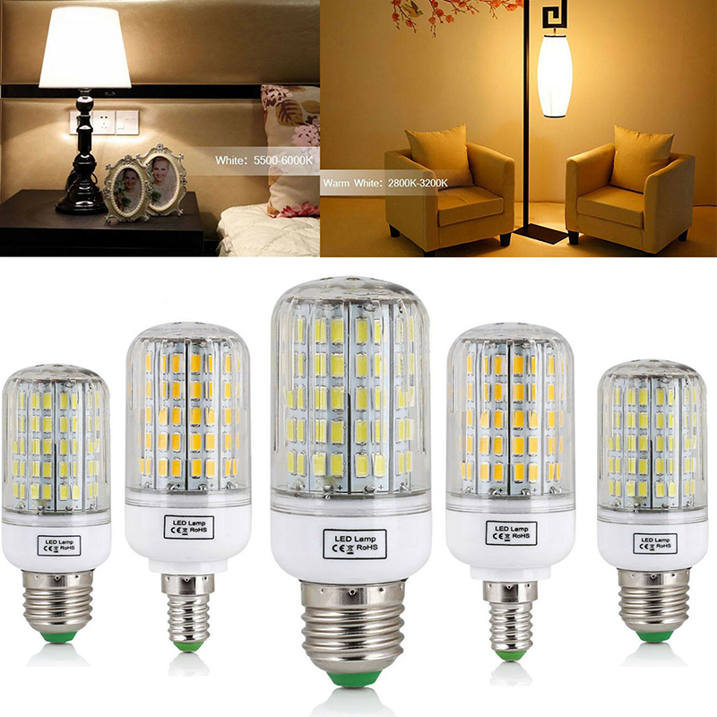 20W-160W LED Corn Light Bulb E14 E27 Screw Base Super Bright White Lamp ...
