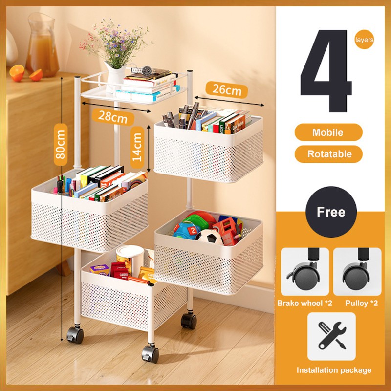 [SG Ready Stocks]Folding Storage Rack with Wheel Movable for Kitchen ...