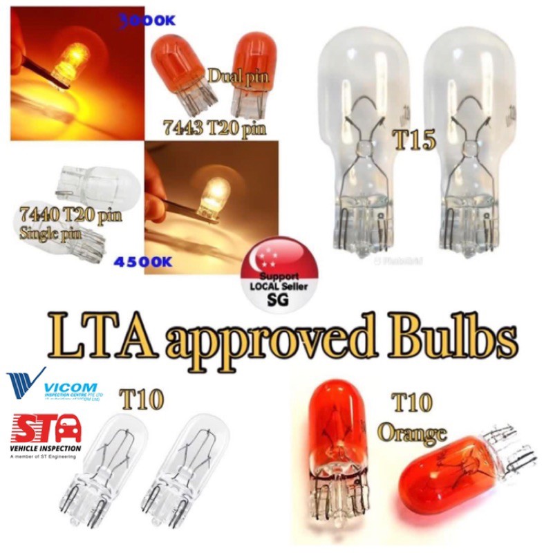 lta approved halogen bulbs 3000k 4300k w5w t10 t13 t15 t20 signal ...
