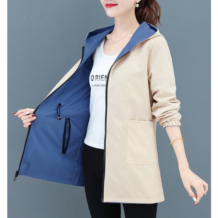 Double-sided long trench coat women spring and autumn windbreaker ...