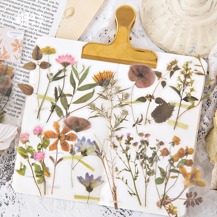 40pcs PET Waterproof Flowers Daisy Mushroom Plant Decorative Stickers ...