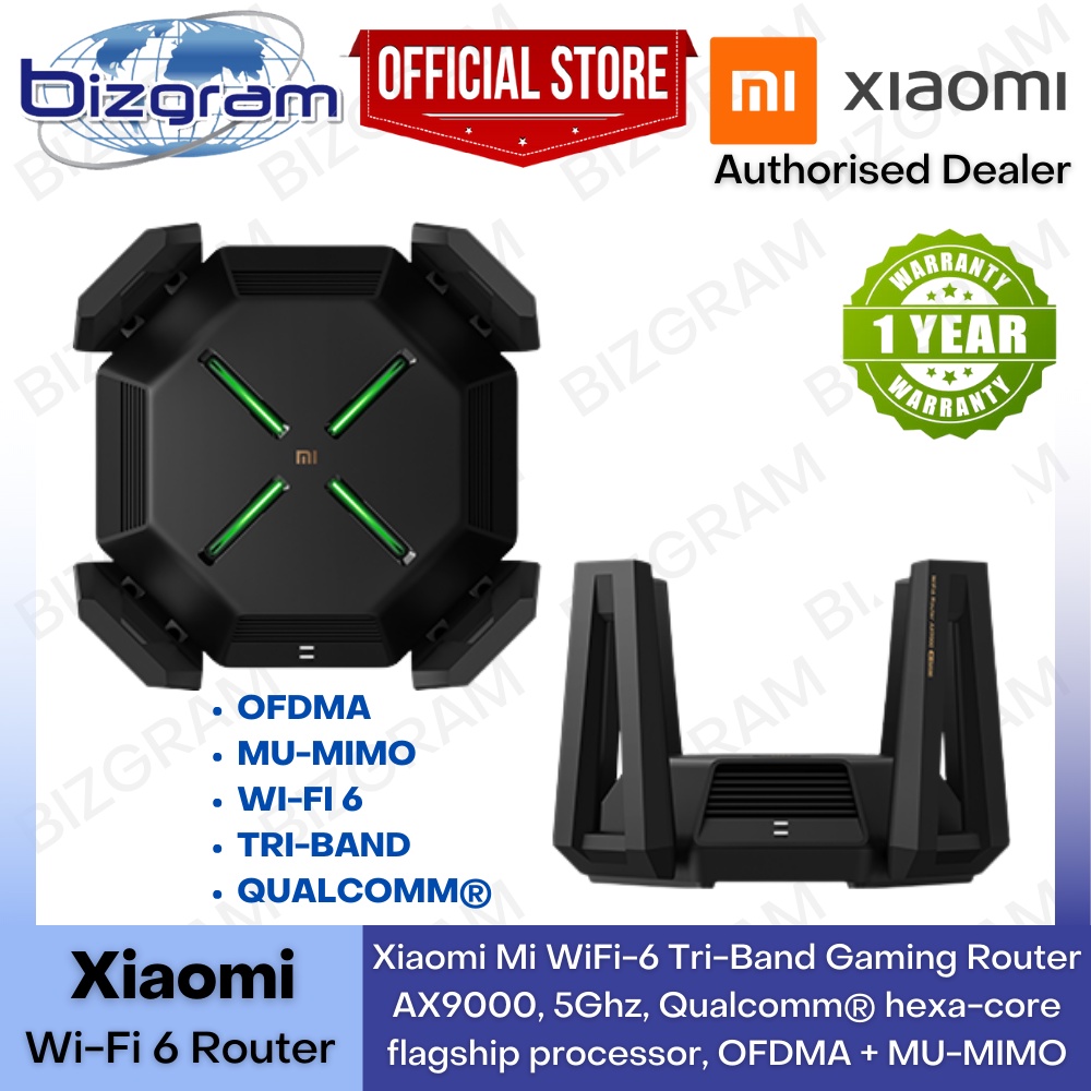 Xiaomi Mi WiFi-6 Tri-Band Gaming Router AX9000, 5Ghz, Qualcomm® hexa ...