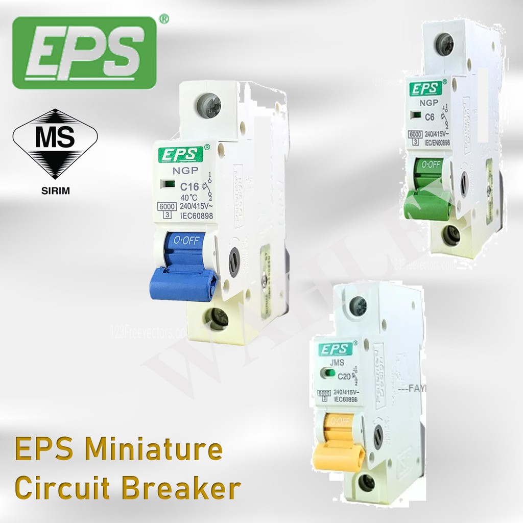 EPS Miniature Circuit Breaker 1 Pole (6KA) 6A/10A/16A/32A/40A/63A MCB ...