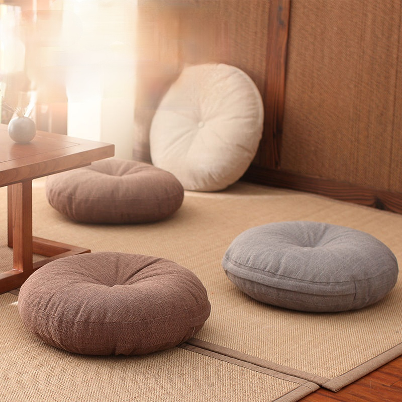 Large Round Floor Pillow, Cotton & Linen Breathable Floor Cushion ...