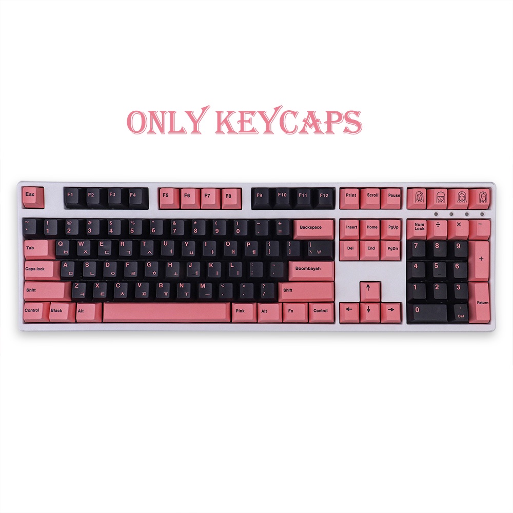 Black Pink Korean Keycap 129 Keys PBT DYE-SUB Cherry Profile ...