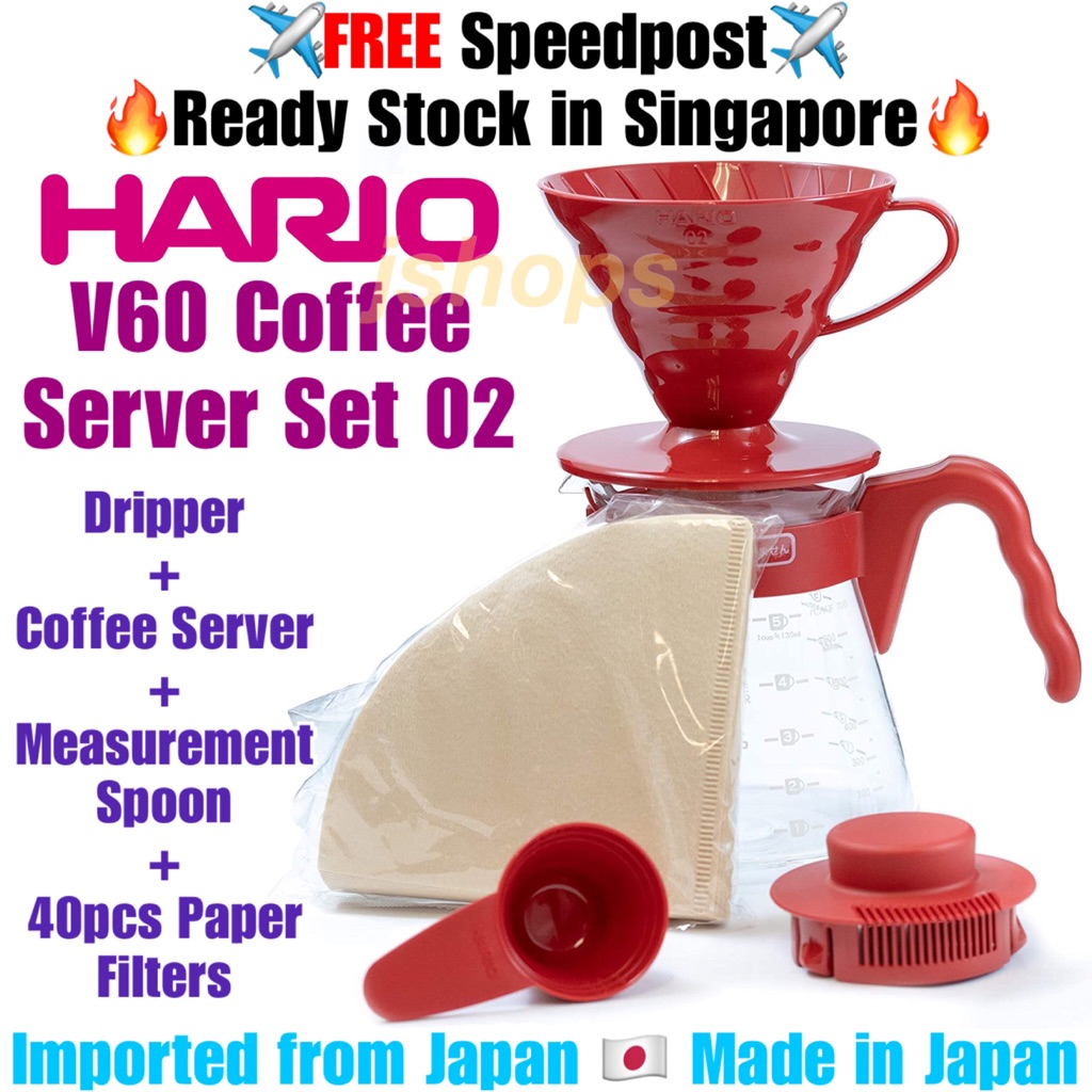 【Ready Stock in SG】HARIO V60 Coffee Server Set 02 Red Colour VCSD-02-R JAPAN | Shopee Singapore