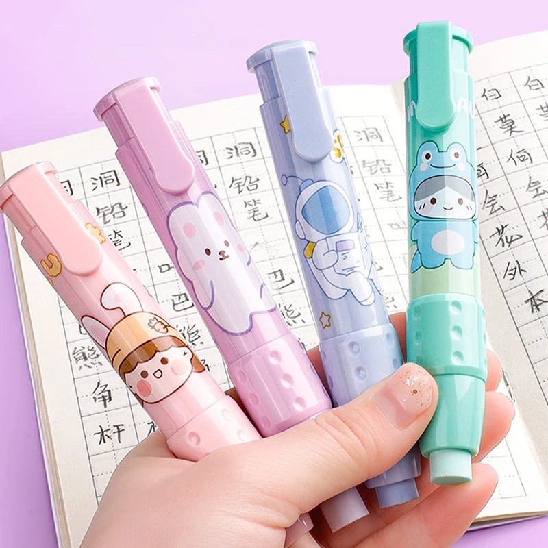 Retractable cute eraser korean style Pencil eraser pen shape eraser ...