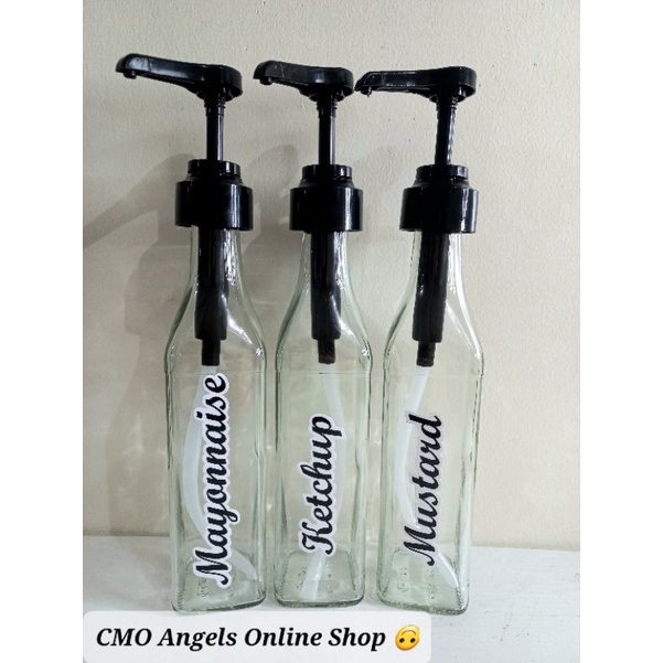 1pc. Syrup or Sauce Nozzle Pump Dispenser Square Bottle 500ml (with ...