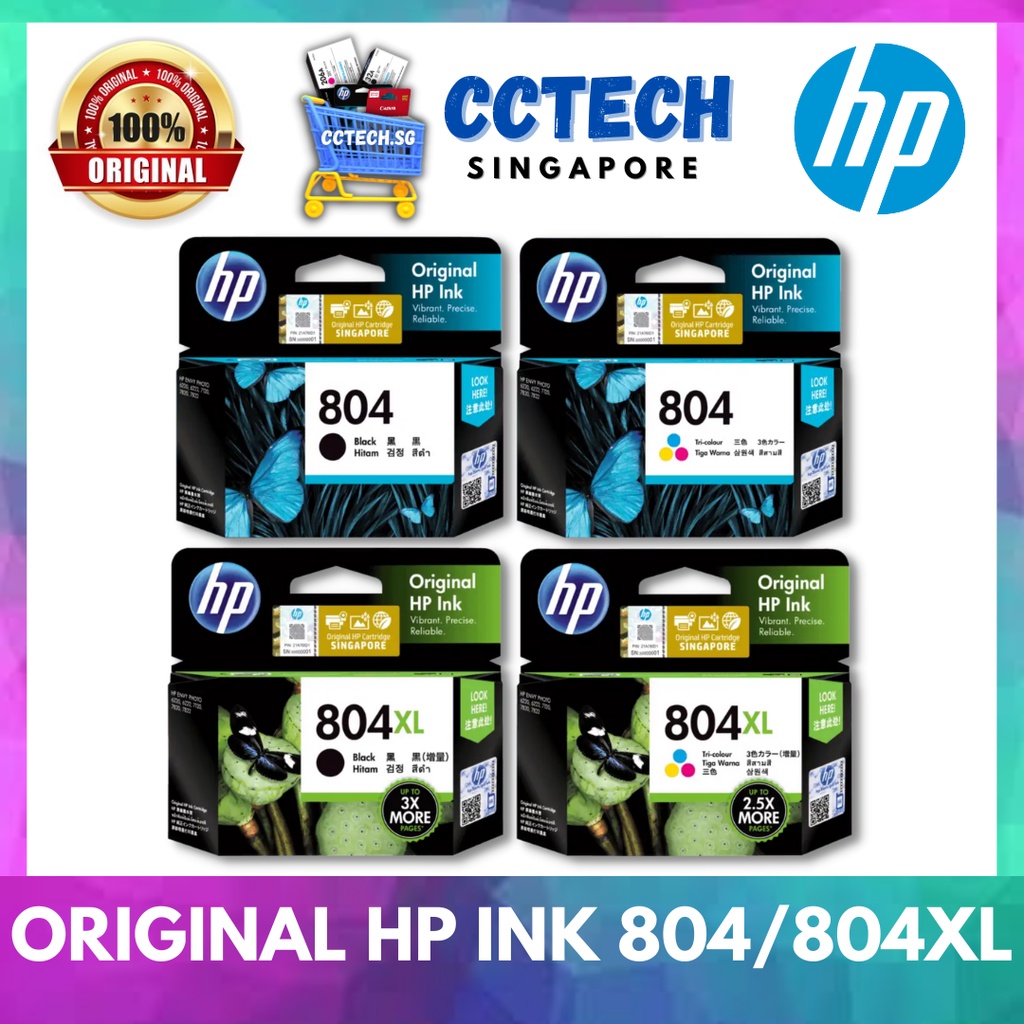 ORIGINAL HP 804 / 804XL Black & Tri-Color Ink Cartridge SG Ready Stocks | Shopee Singapore