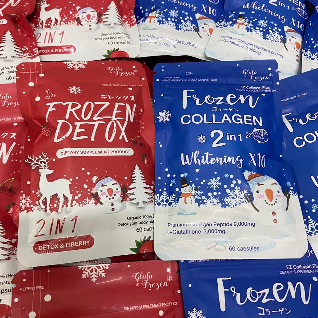 Gluta Frozen Collagen & Detox COMBO SET (60capsules) per pack BLUE&RED ...