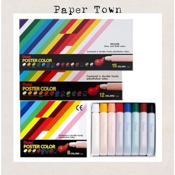 Pentel Poster Colors Paint Set 6/8/12/15 | Shopee Singapore