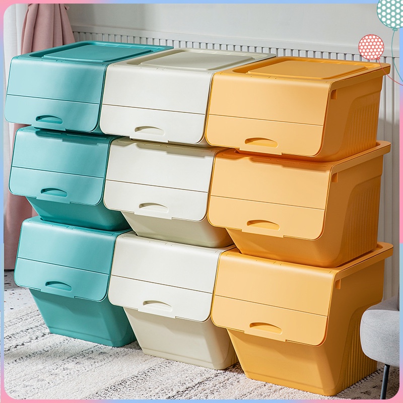 【SG Local Stock】Big Storage Box Stackable Cloth Toy Storage With Front ...