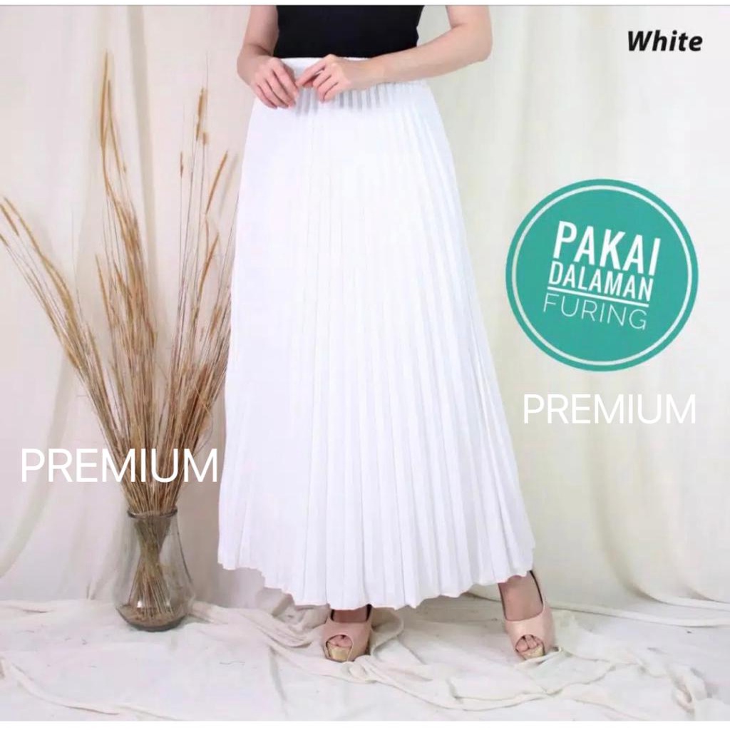 PUTIH Plisket skirt made of thick premium Hyget material with UNDERWEAR ...