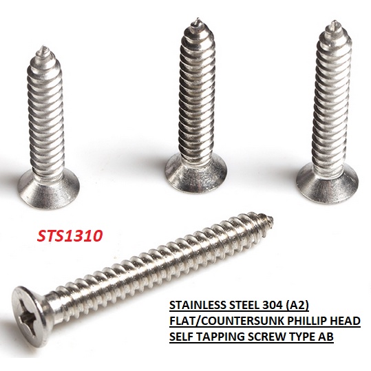 Stainless Steel A4 (316) Self-Tapping Screw, Sharp Point Flat ...