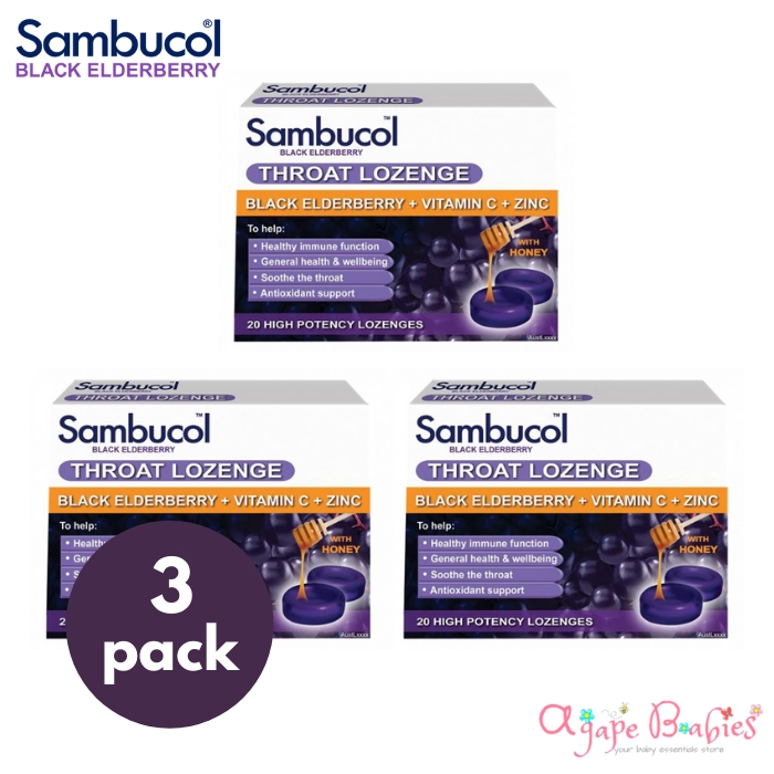 [3-Pk] [Exp: 02/23] Sambucol Throat Lozenges (20 Lozenges) (Pack Of 3 ...