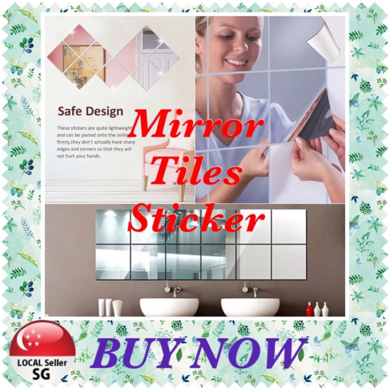 High quality square mirror tile wall sticker -the film will be mirror ...