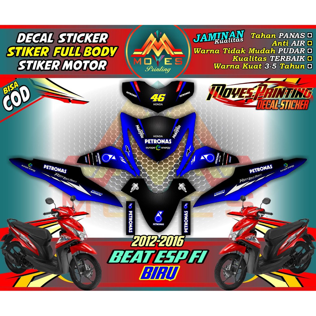 Old Beat FI Sticker Decal Fullbody Petronas Blue Old Honda Beat FI ...