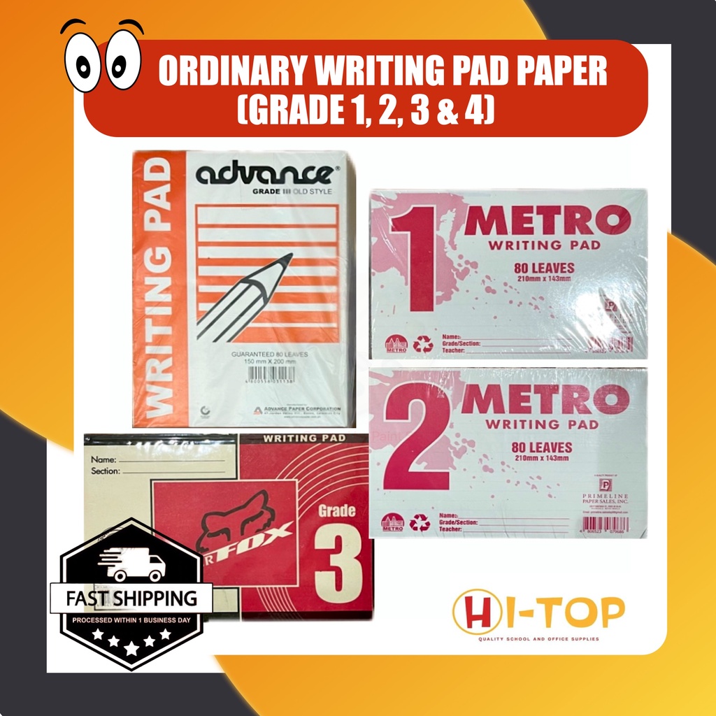 Ordinary Writing Pad 80Lvs Grade 1,2,3,4 l Sold per Pad (80 Leaves ...
