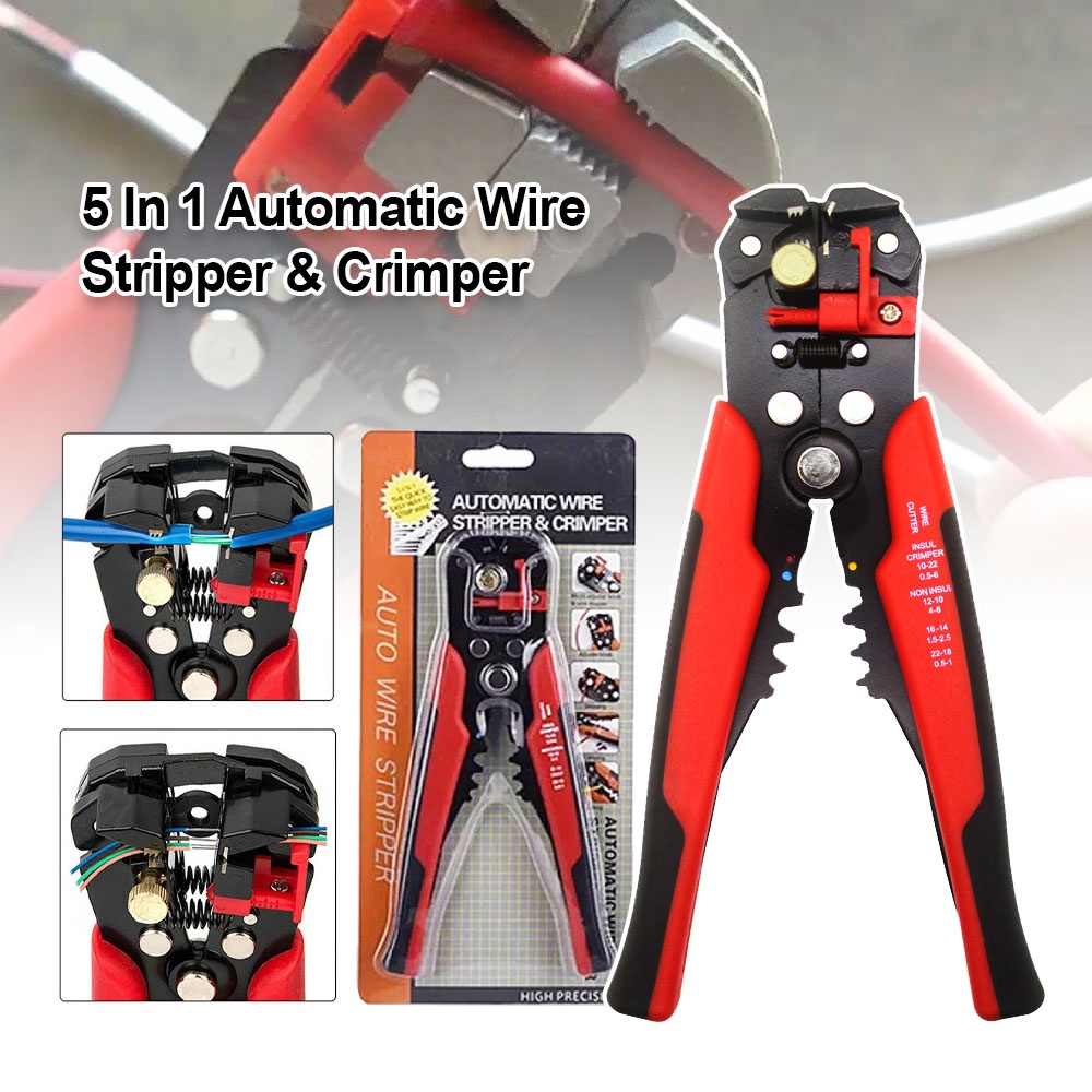 5 In 1 Automatic Wire Stripper & Crimper Cable Cutter Tool Heavy Duty ...