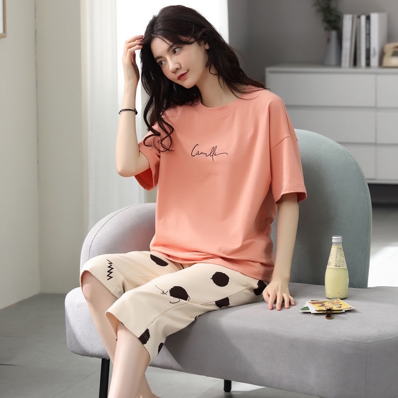 New Women print short sleeve print pajamas set | Shopee Singapore