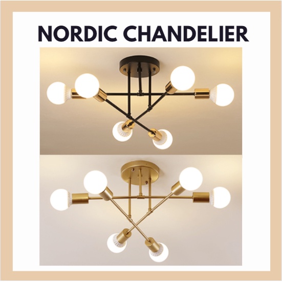 Nordic Gold Bulb Chandelier Pendant Light Tri-tone | Shopee Singapore