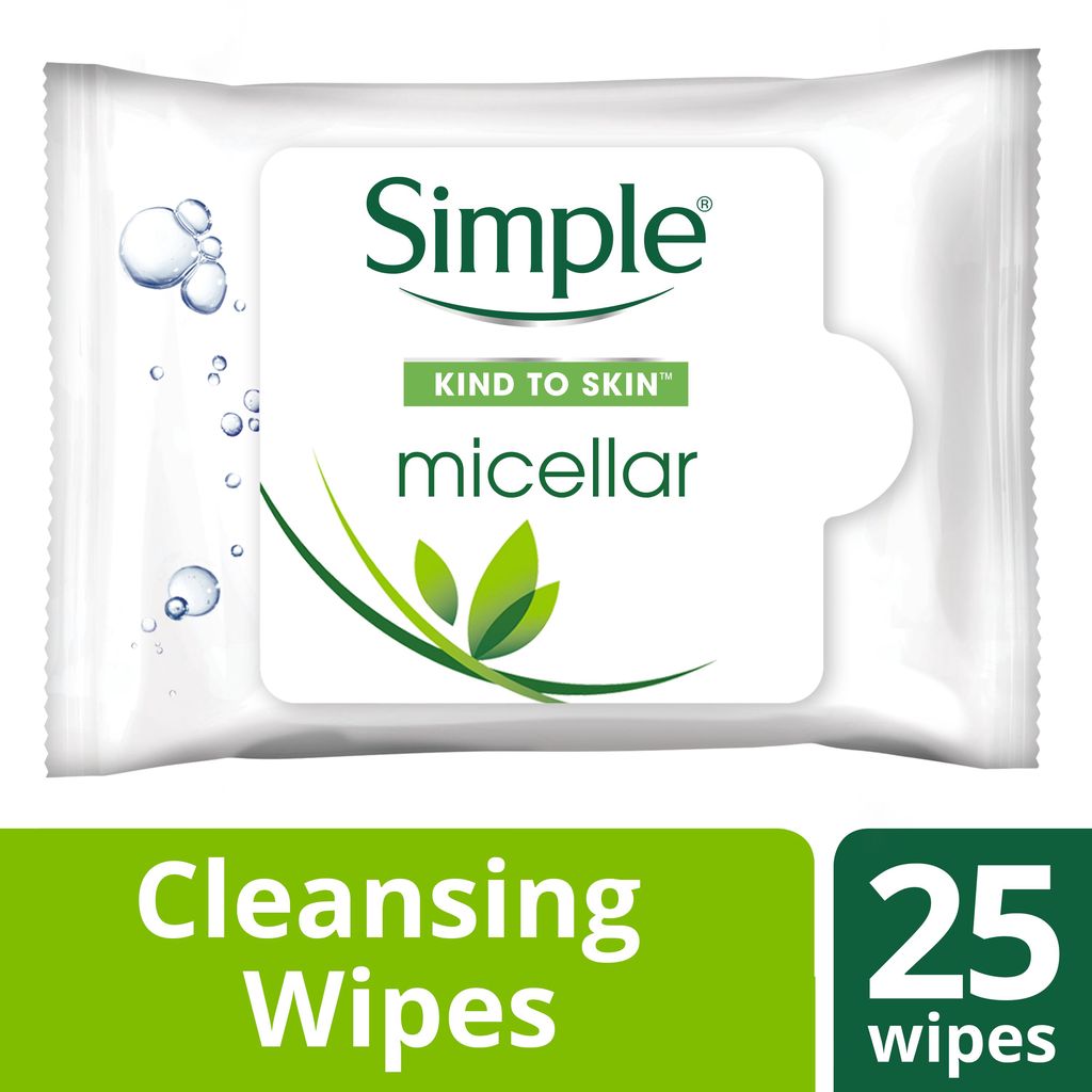 Simple Kind to Skin Micellar Cleansing Wipes 25 Pcs | Shopee Singapore