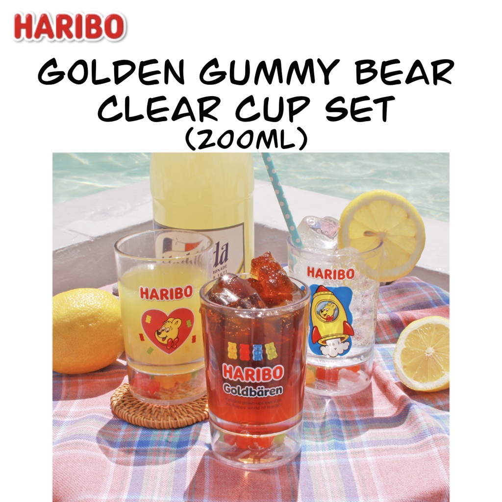 [HARIBO] Golden Bear Gummy Bear Clear Cup 200ml Set of 3 - BPA free ...