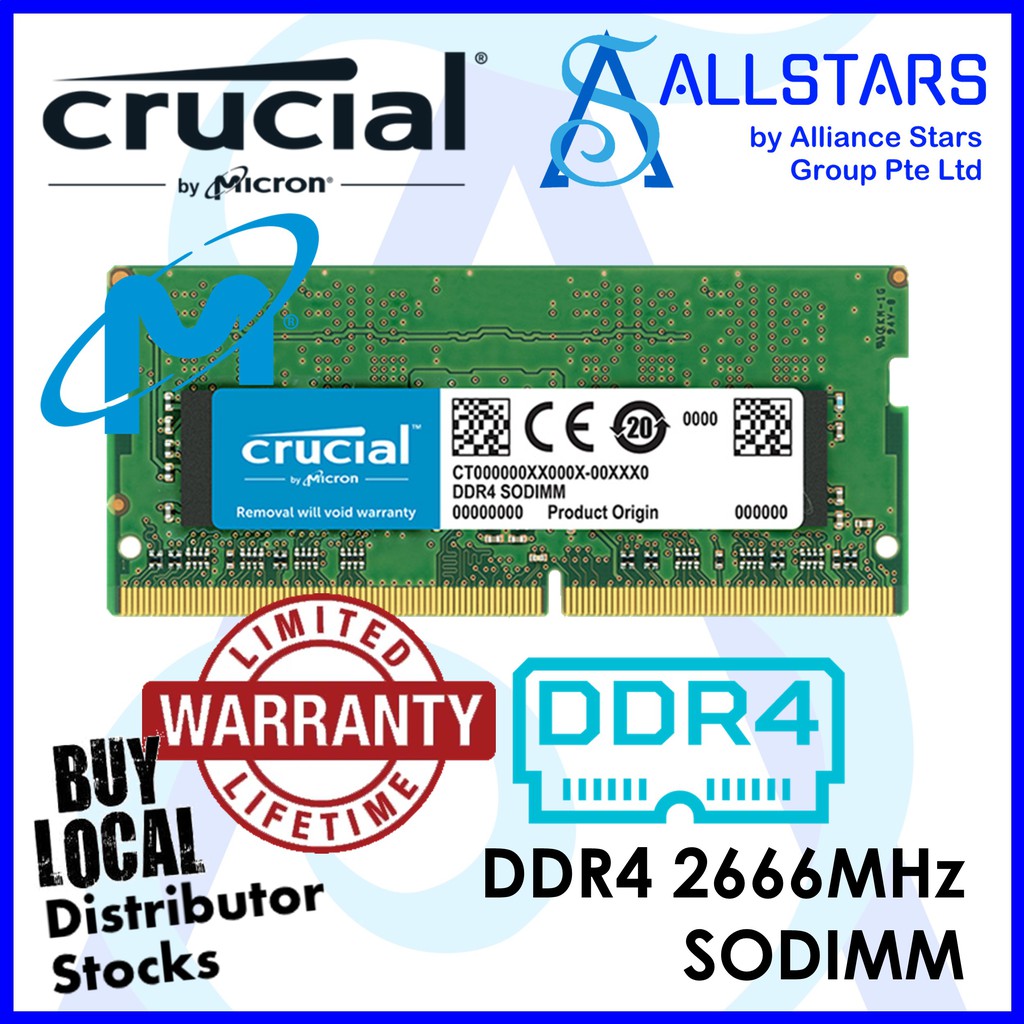 Crucial 8GB DDR4 2666MHz SODIMM RAM 1.2v CL19 / Notebook RAM / RAM for NUC / non-ECC SO-DIMM ...