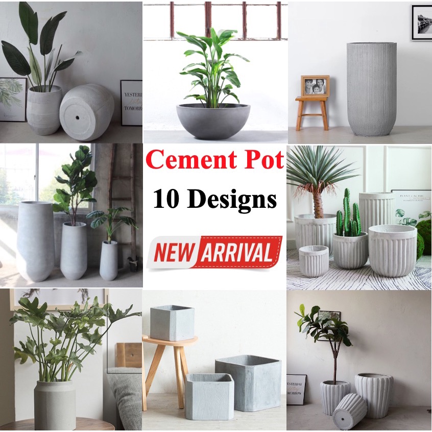 [SG SELLER] Ceramic Pot Artificial Plant PotsClassic Solid Color Cement ...