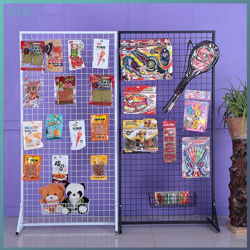Metal Mesh Grid Vertical mesh floor display rack Mobile double-sided ...