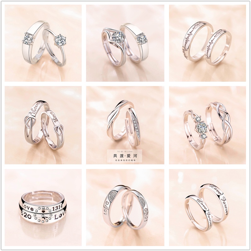 Korean Fashion Diamond Couple Rings Cincin Lovers Diamond Promise Ring Wedding Ring Woman Jewelry Gift Shopee Singapore