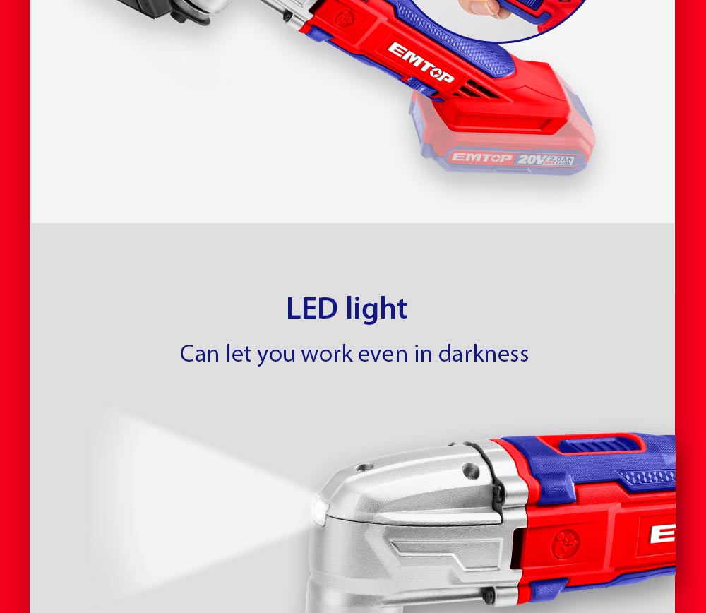 EMTOP 20V Lithium-Ion Multi-Tool Variable Speed With 8-Piece Kit ...