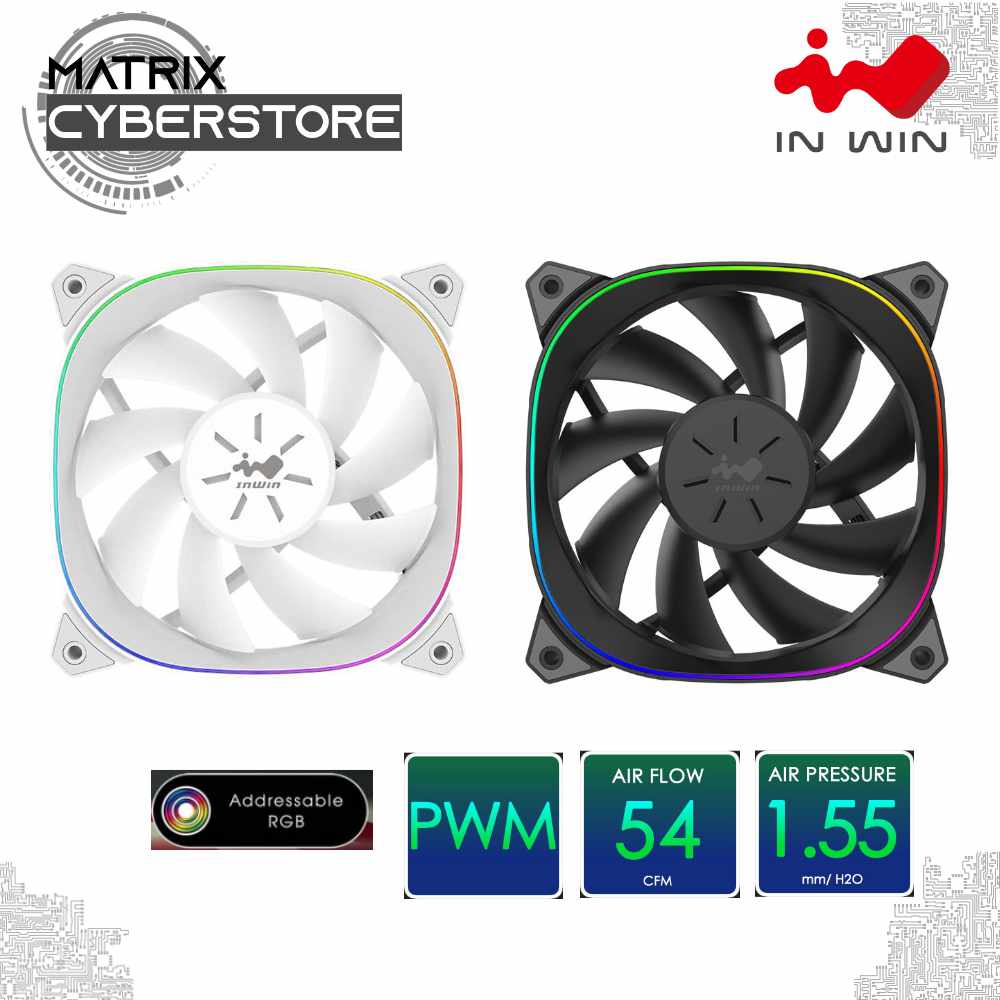 INWIN Sirius Extreme ASE120 120MM Fan - 3-Pack, ARGB, Black and White ...