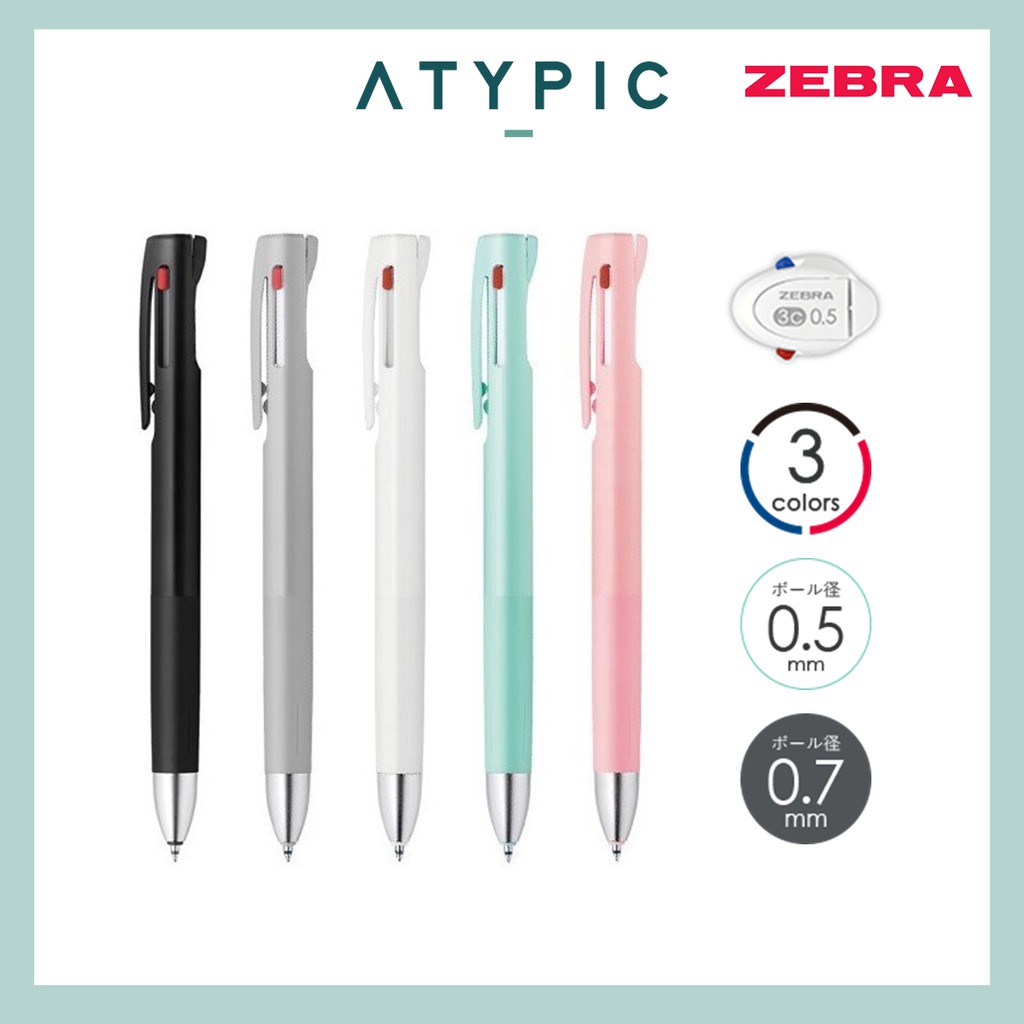 Japan Zebra Blen 3C (Tri-Color) Press Ballpoint Pen 0.5mm / 0.7 mm ...