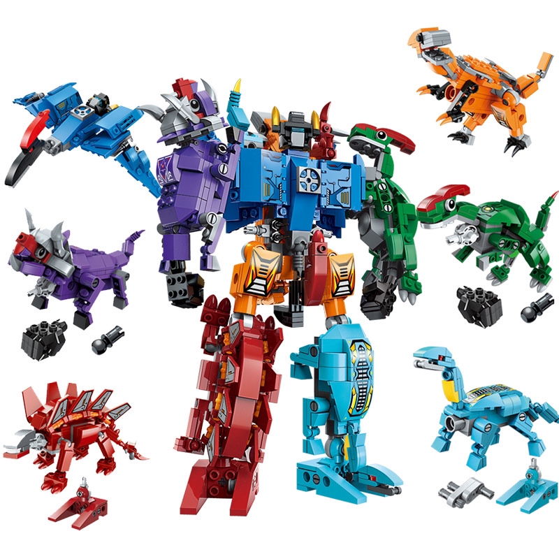553 pcs/set 6 In 1 Dinosaur Robot Building Blocks Compatible brand ...