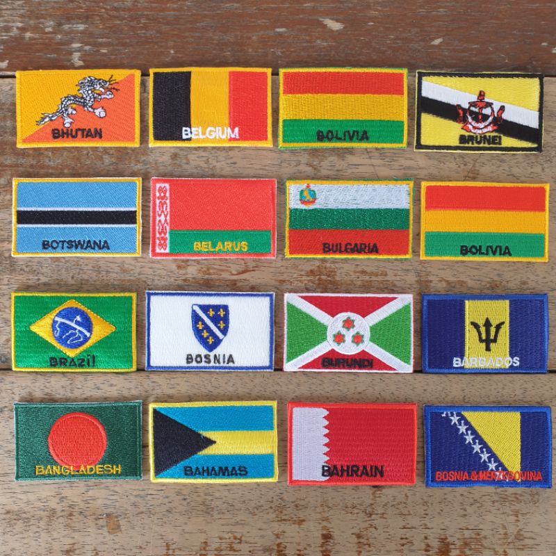 Iron On Embroidery Country Flag (Bendera Huruf B) | Shopee Singapore