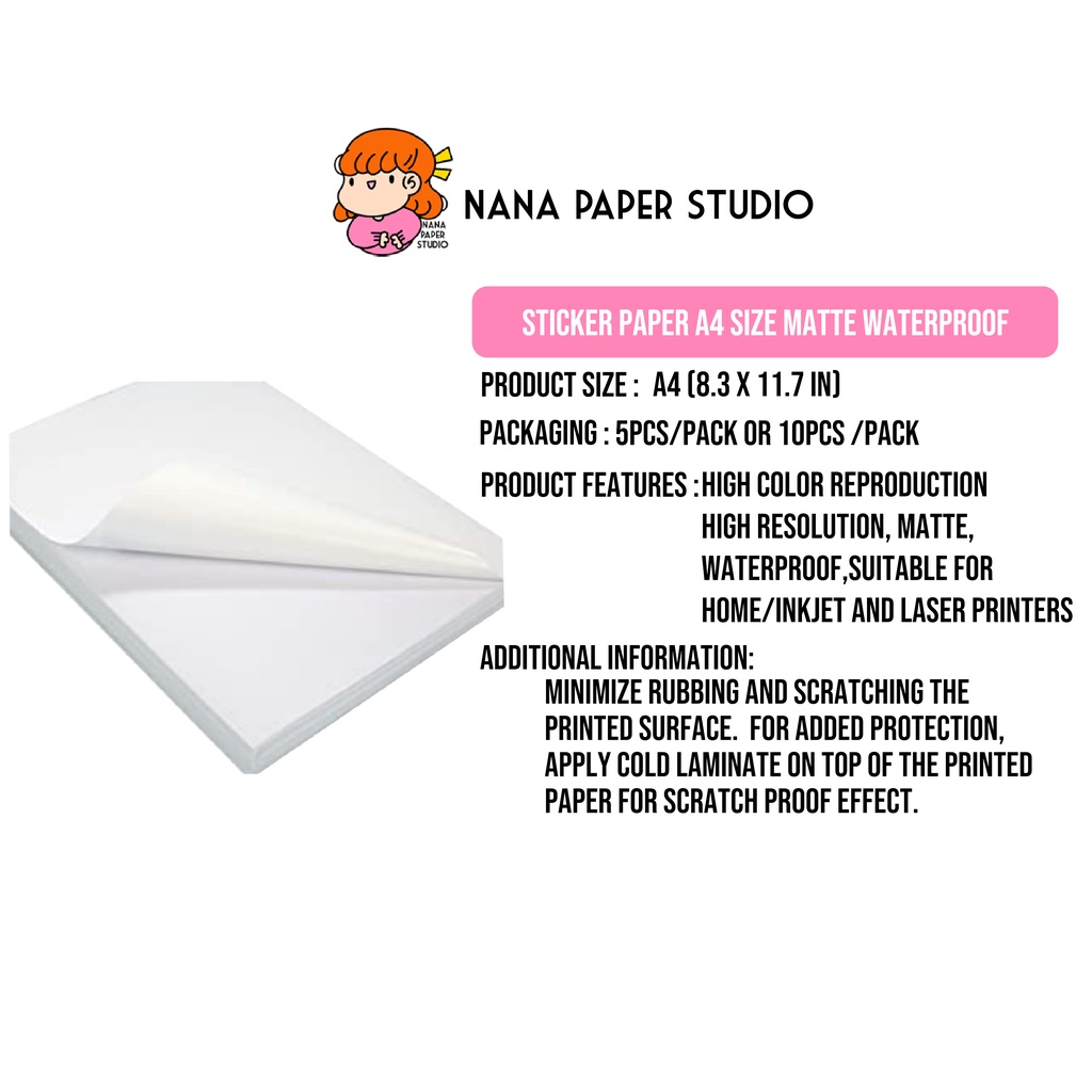🇸🇬 Sticker Paper A4 Size Waterproof Vinyl Glossy Matte Adhesive FREE ...