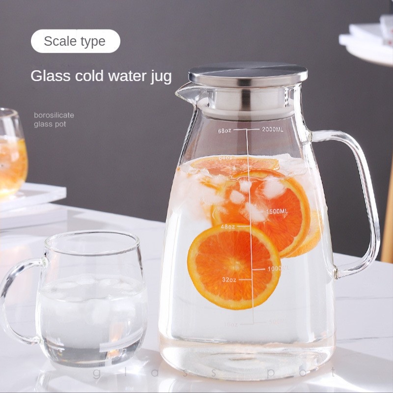 2L Large Capacity High Borosilicate Hydrochloric Acid Glass Jug Heat ...